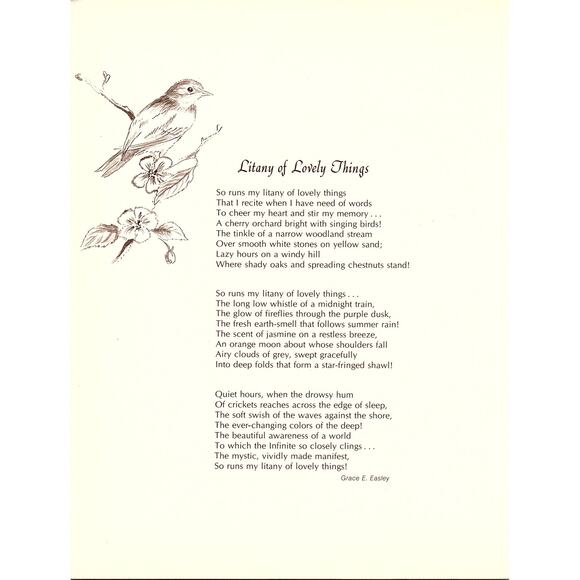 None and/or Unknown | Other | Litany Of Lovely Things Grace E Easley ...